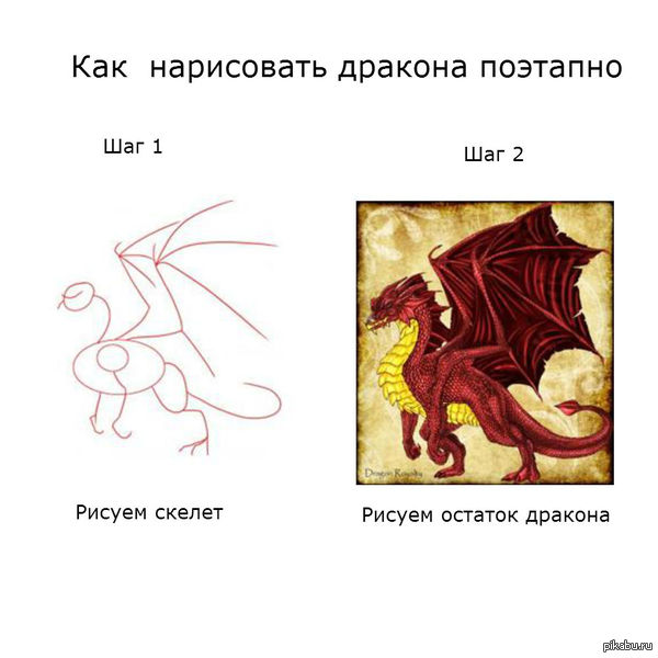 Как нарисовать дракона поэтапно Пикабу